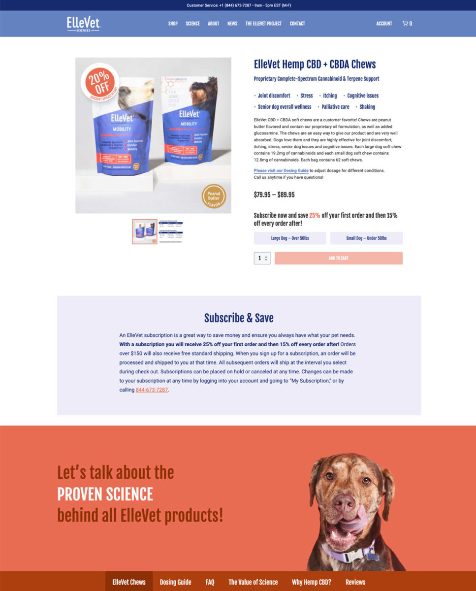 WordPress / WooCommerce Website Redesign for Ellevet Sciences